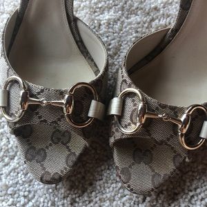 Gucci | Shoes | Gucci Logo Stiletto Heels Open Toed | Poshmark